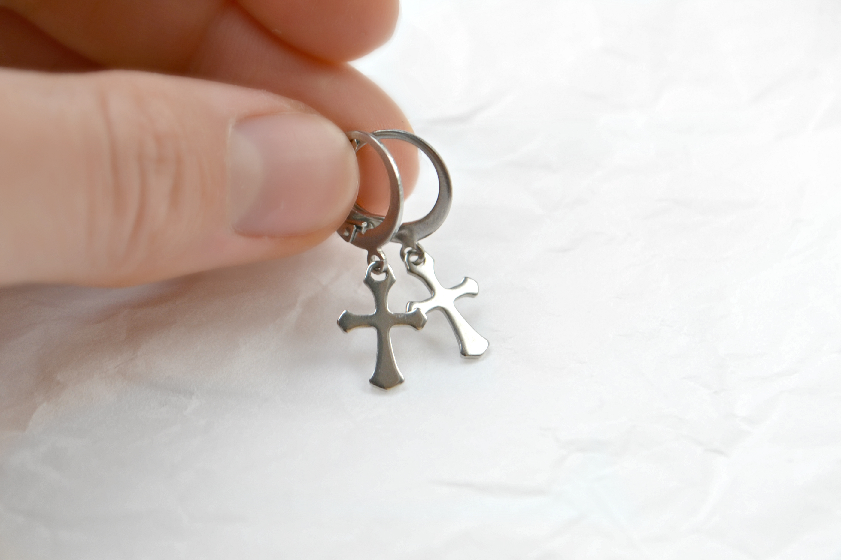 Surgical steel Cross Hoops – Perfice